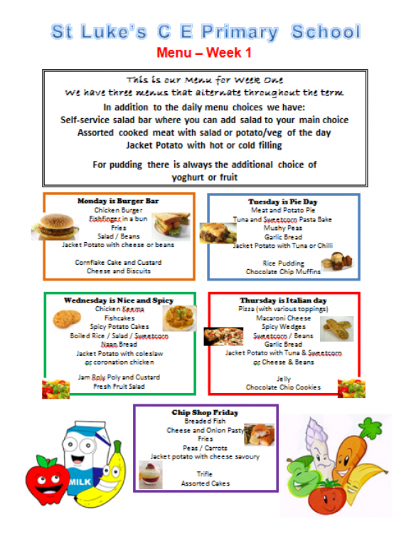School Dinner Menus – St Luke's CE Primary School